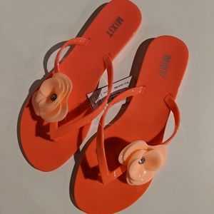 Mixit | Shoes | Coral Jelly Flip Flops With Flower | Poshmark